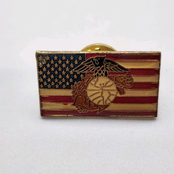 Accessories | Us Marine Corps Globe Logo On Us Flag Pin Marine Corps ...